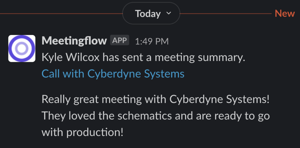 Meetingflow into Slack - Meetingflow