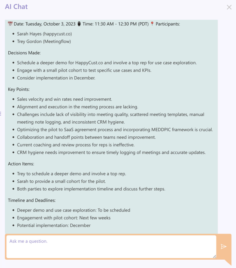 Meeting Summaries - Meetingflow